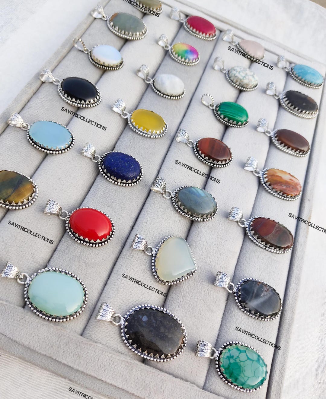Wholesale Assorted Gemstone Pendants | Handmade Silver Plated Boho ...