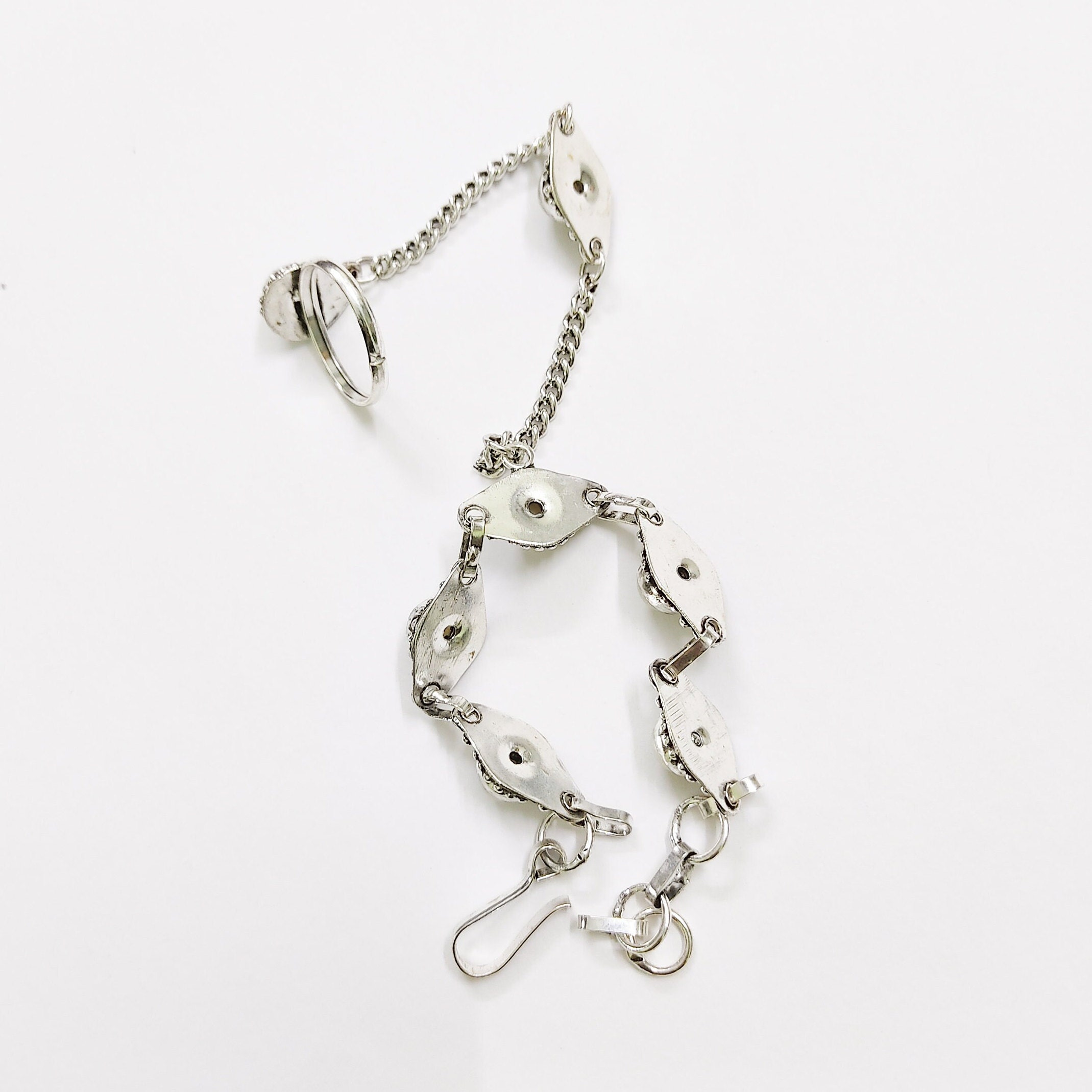 Ring Hand Chain Gemstone Bracelet Silver Plated Hand Chain Bracelet ...