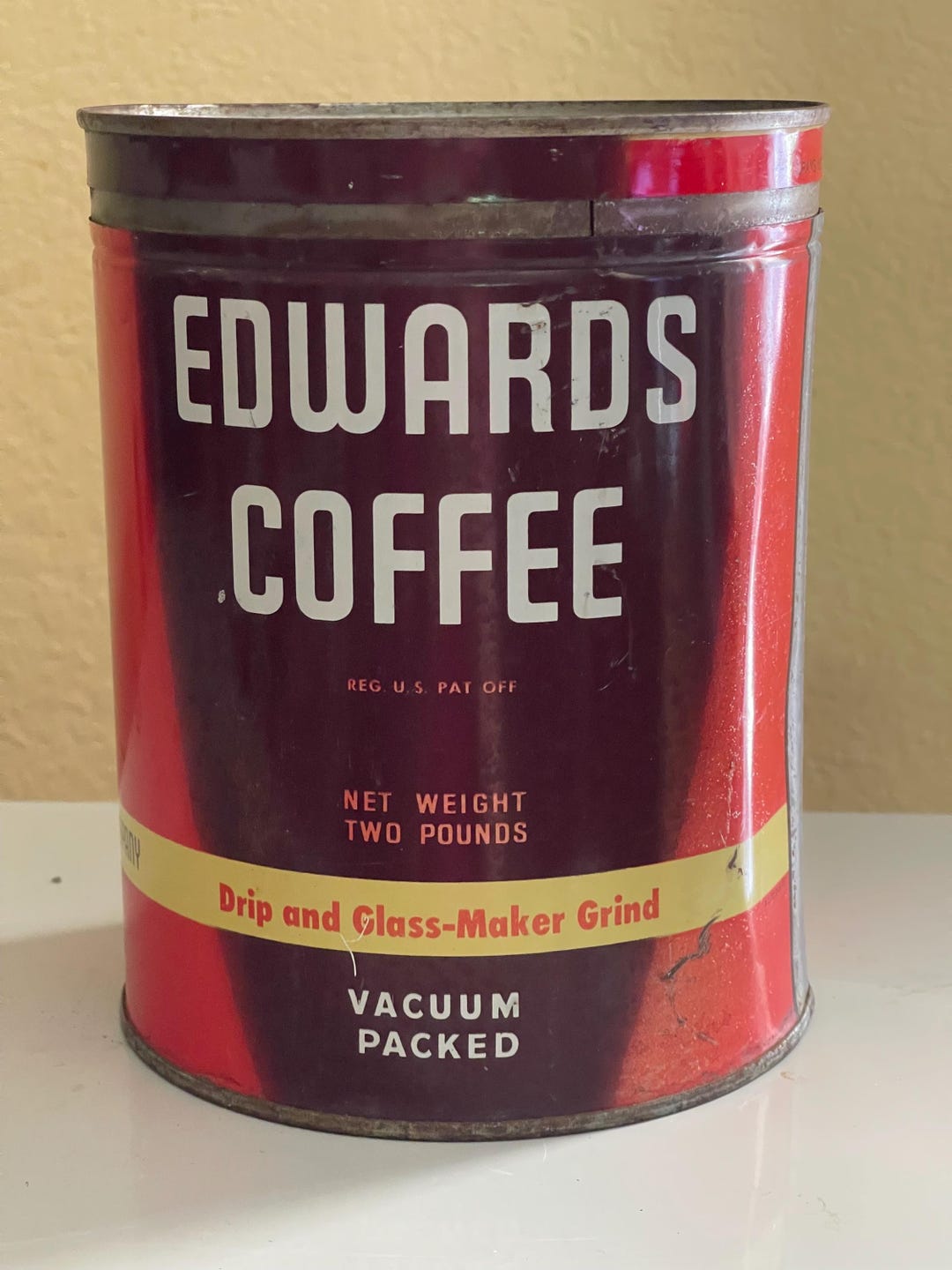 Vintage Mid Century Metal Edwards Coffee Can - Etsy