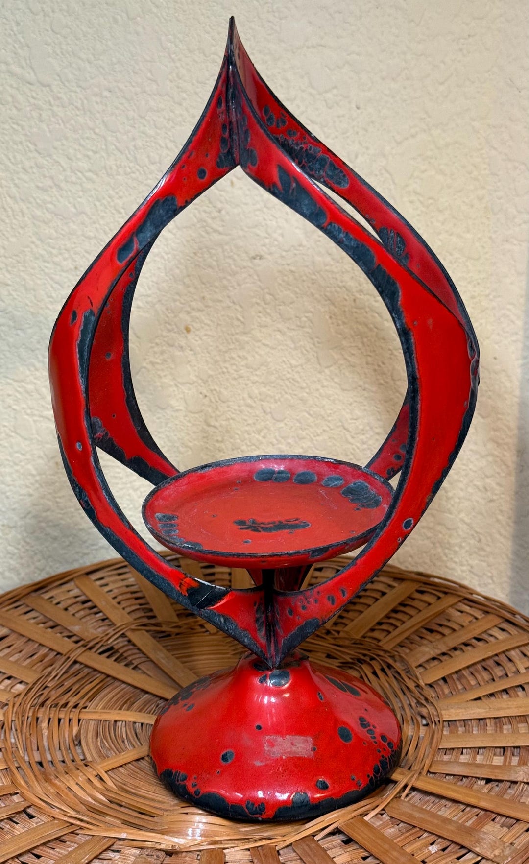 Mid Century Hanova of Pasadena Brualist Style Enamel Over Metal Candle ...
