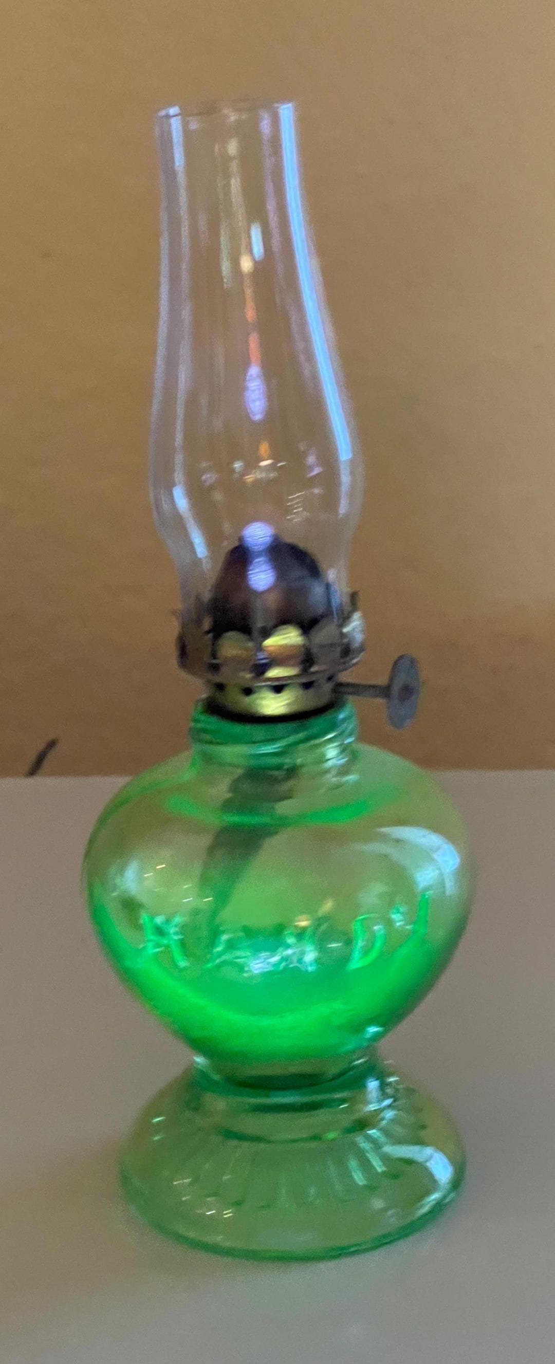 Vintage Uranium Vaseline Glass Miniature “handy” Oil Lamp - Etsy