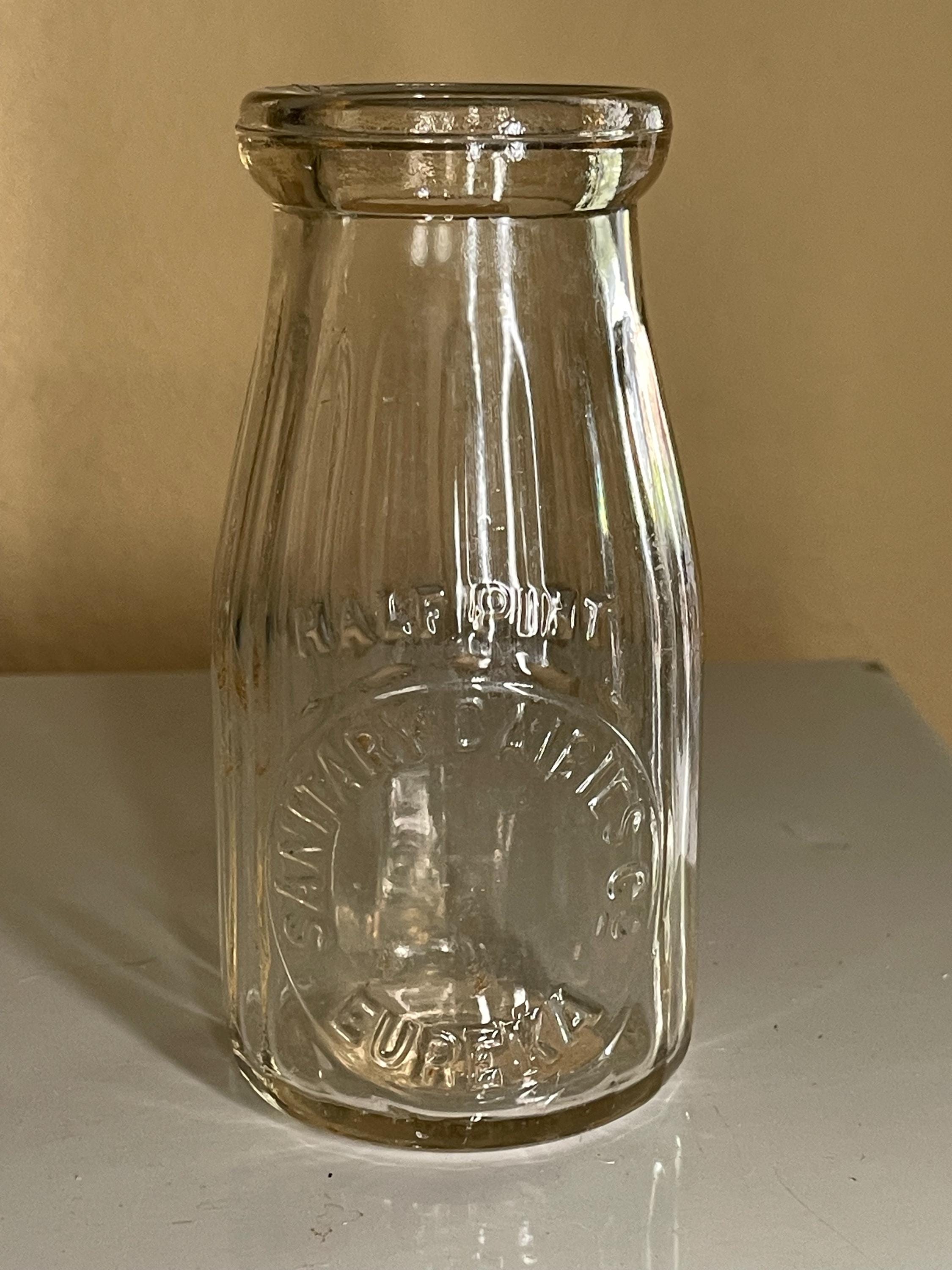 Vintage Glass Half Pint Milk Bottle Sanitary Dairies Eureka California ...