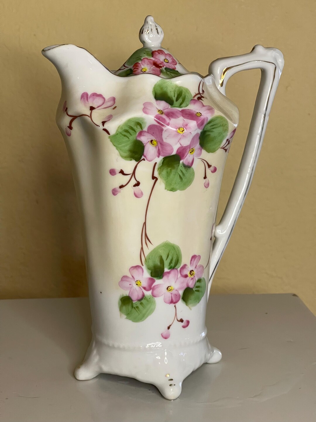 Antique Japanese Handpainted Porcelain Chocolate Pot With Floral Design ...