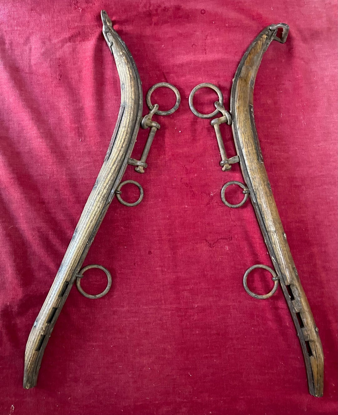 Vintage Pair of Oak and Iron Harness Hames - Etsy