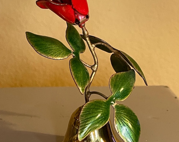 Vintage Bovano of Cheshire Enameled Brass Red Rose Bell - Etsy