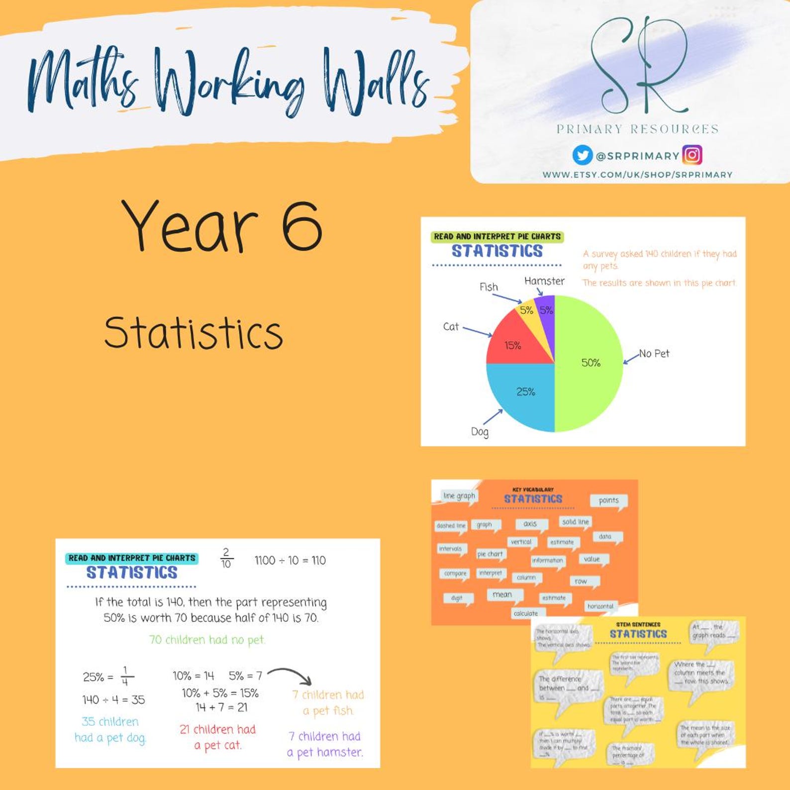 Year 6 Maths Working Wall- Statistics - Etsy