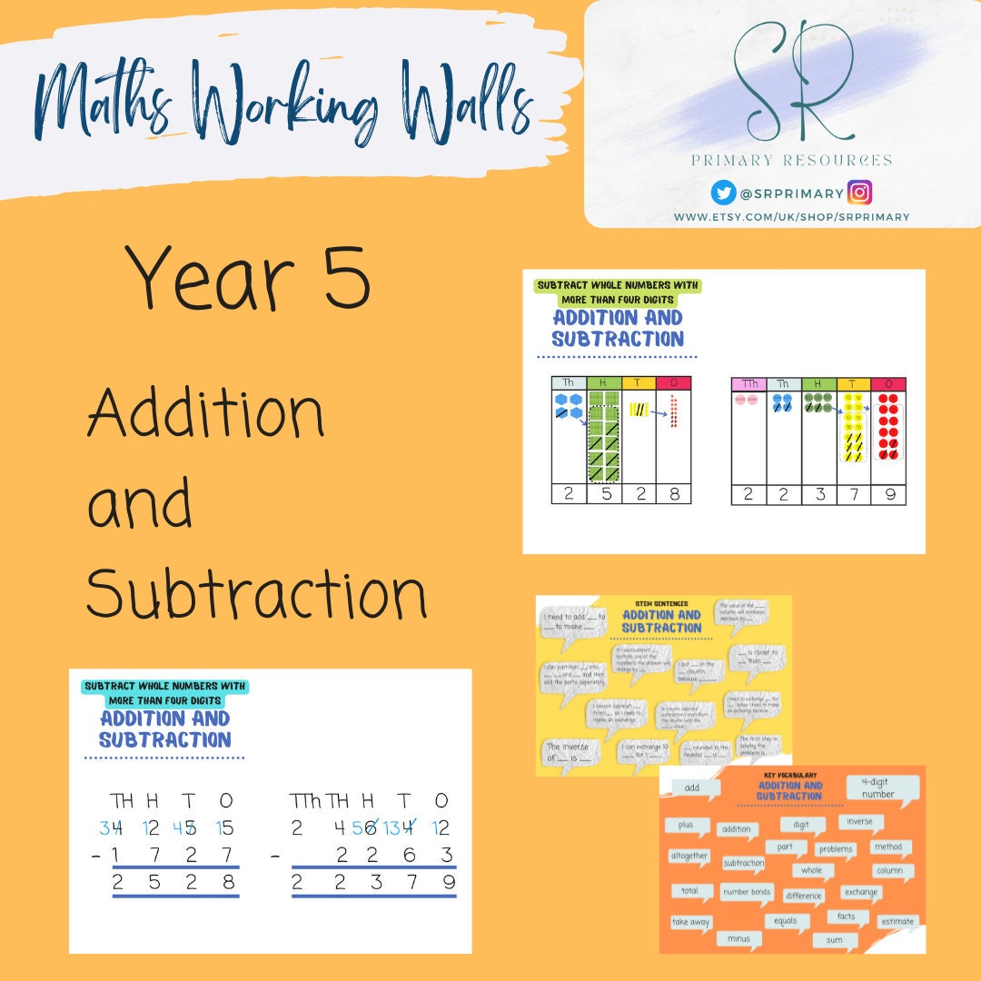 Year 5 Maths Working Wall- Addition and Subtraction - Etsy