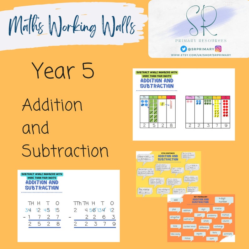 Year 5 Maths Working Wall- Addition and Subtraction - Etsy