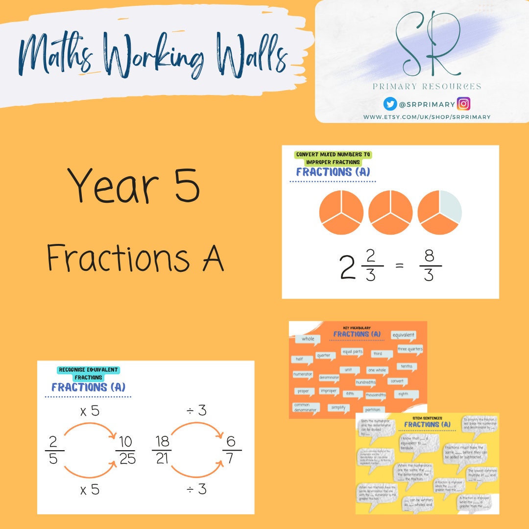 Year 5 Maths Working Wall- Fractions A - Etsy UK