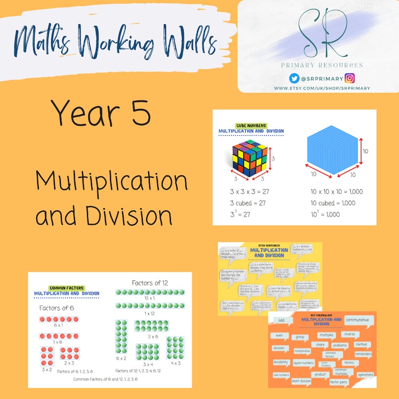 Year 5 Maths Working Wall: Multiplication and Division (A) - Etsy