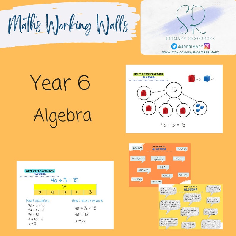 Year 6 Maths Working Wall- Algebra - Etsy