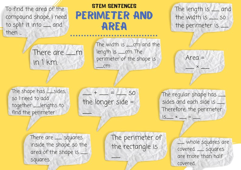 Year 5 Maths Working Wall- Perimeter and Area - Etsy