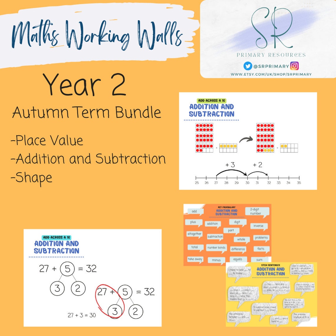 Year 2 Maths Working Wall Bundle- Full Autumn Term - Etsy UK