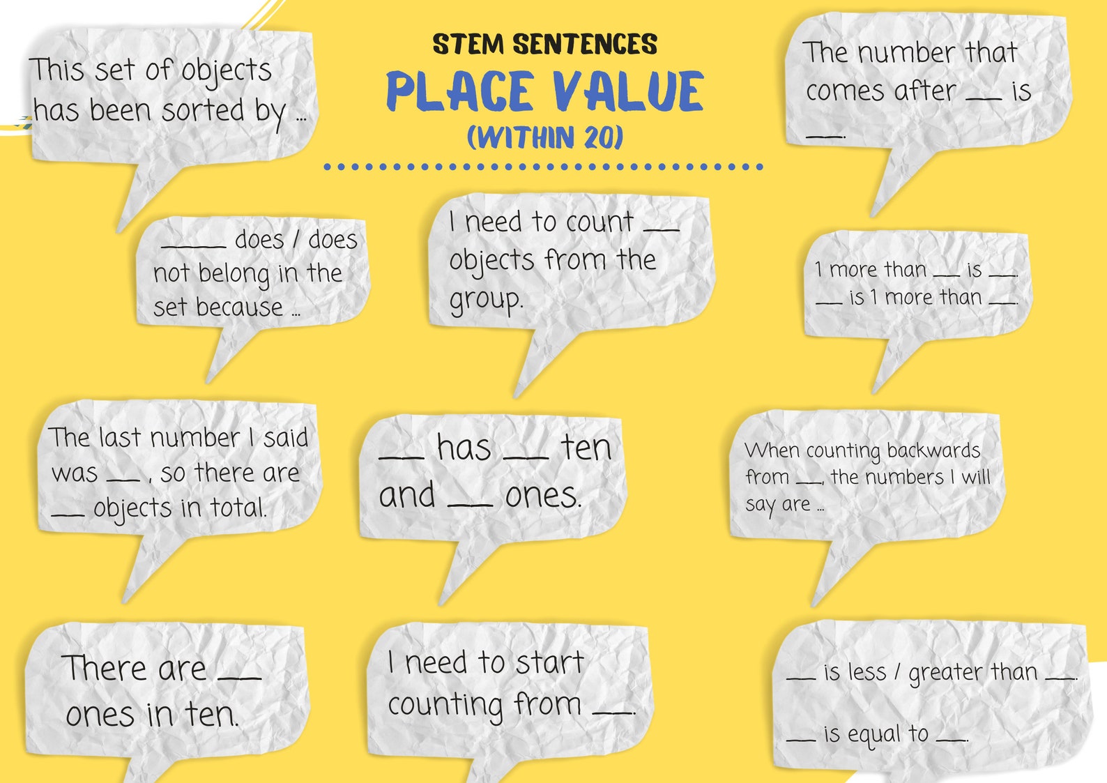 Year 1 Maths Working Wall- Place Value Within 20 - Etsy