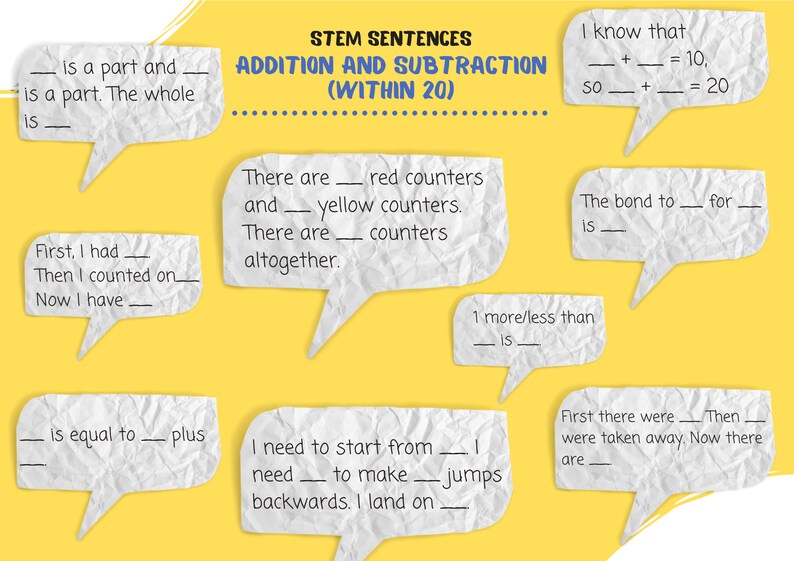 Year 1 Maths Working Wall- Addition and Subtraction (within 20) - Etsy