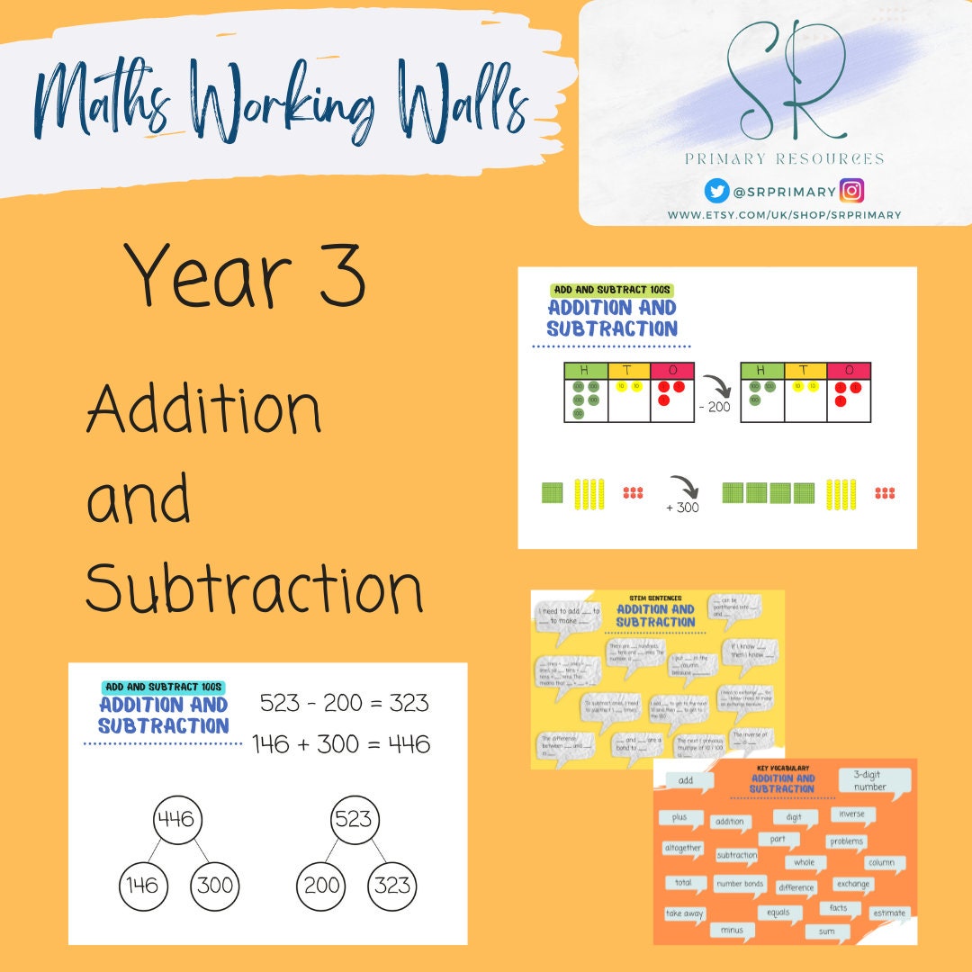 Year 3 Maths Working Wall- Addition and Subtraction - Etsy