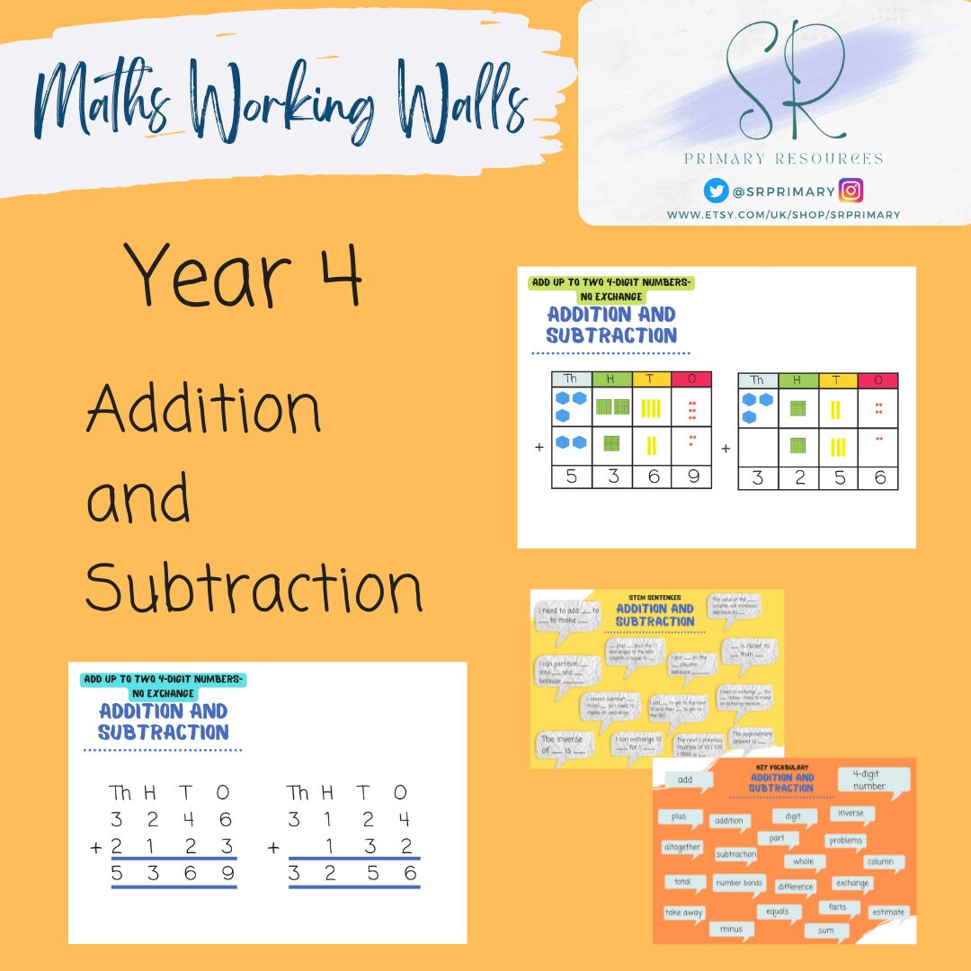Year 4 Maths Working Wall- Addition and Subtraction - Etsy