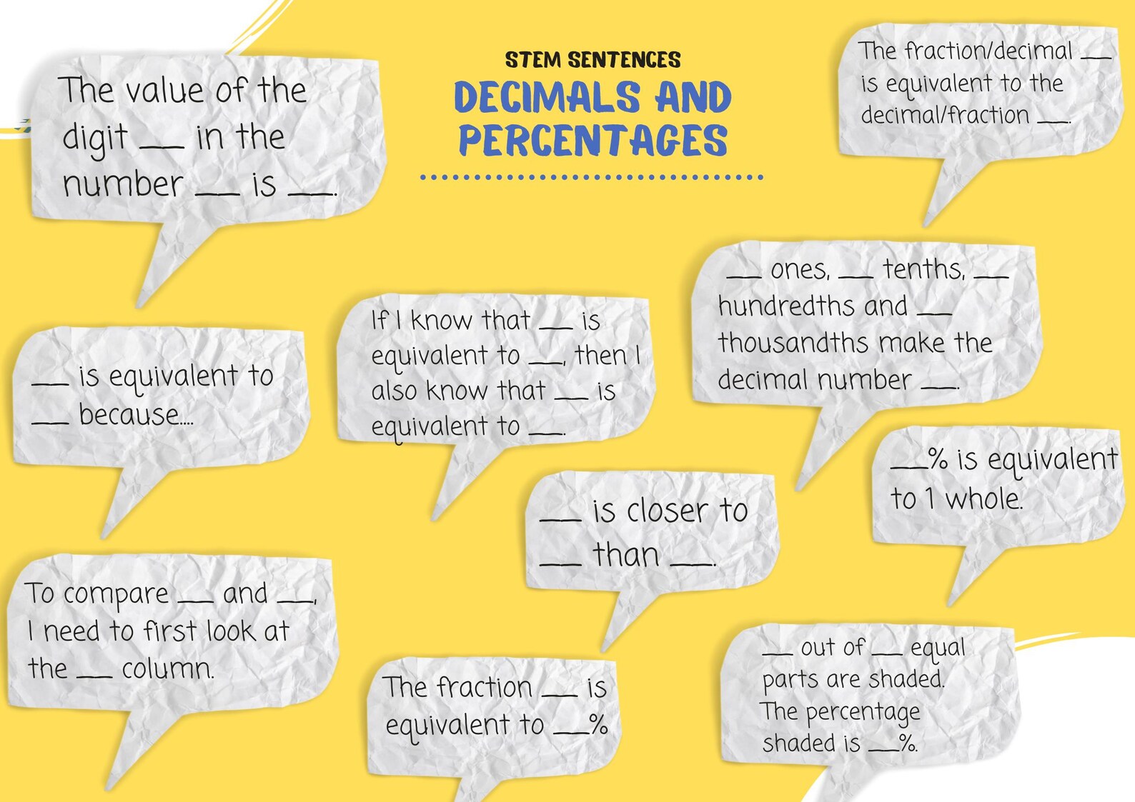 Year 5 Maths Working Wall- Decimals and Percentages - Etsy