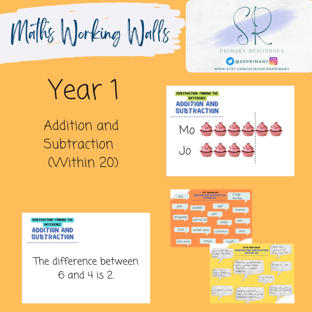 Year 1 Maths Working Wall- Addition and Subtraction (within 20) - Etsy