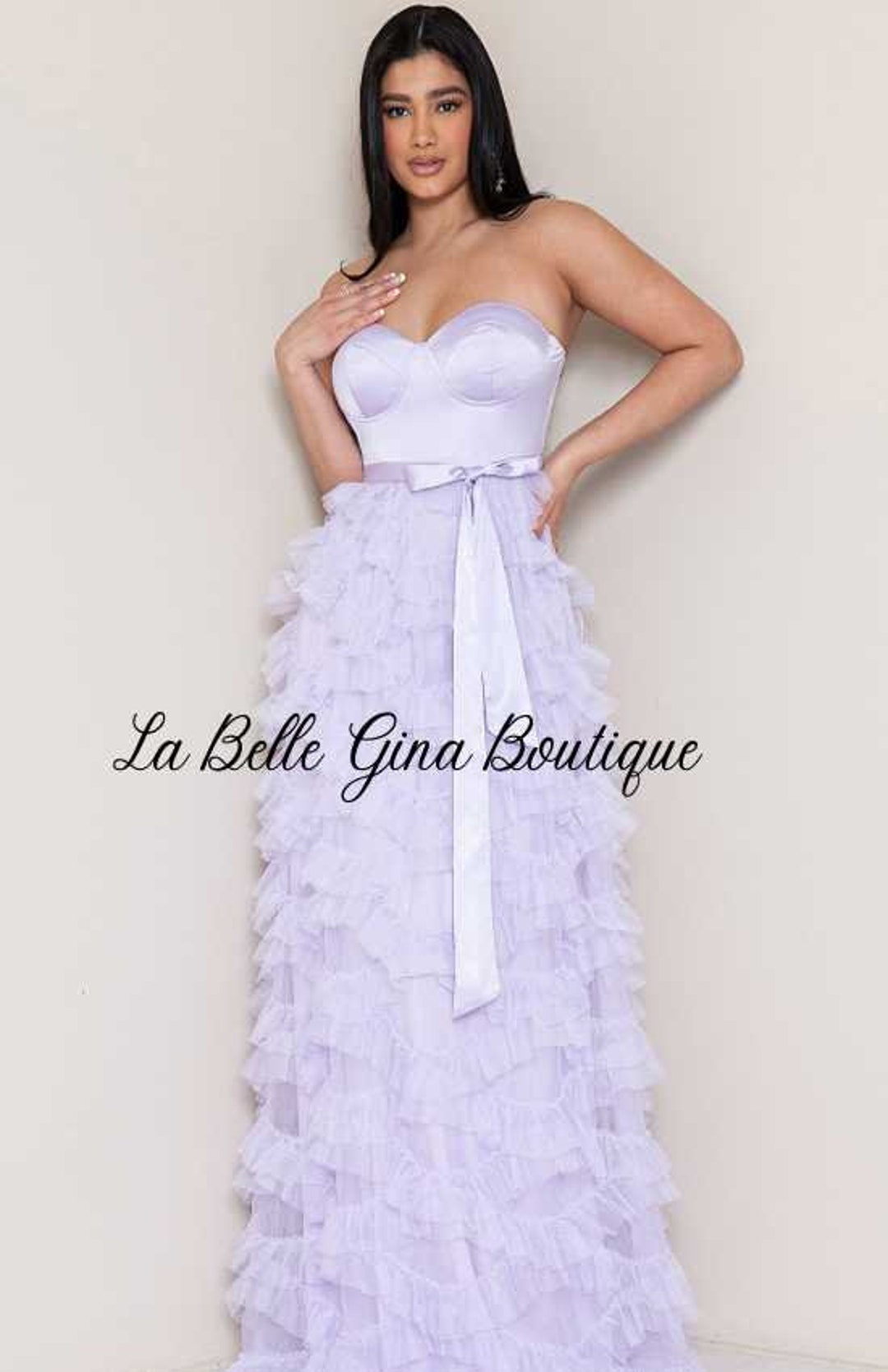 Juliette Tulle Ruffle Layered Maxi Dress-dusty Lavender - Etsy