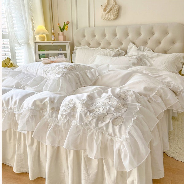 White Lace Bedding - Etsy