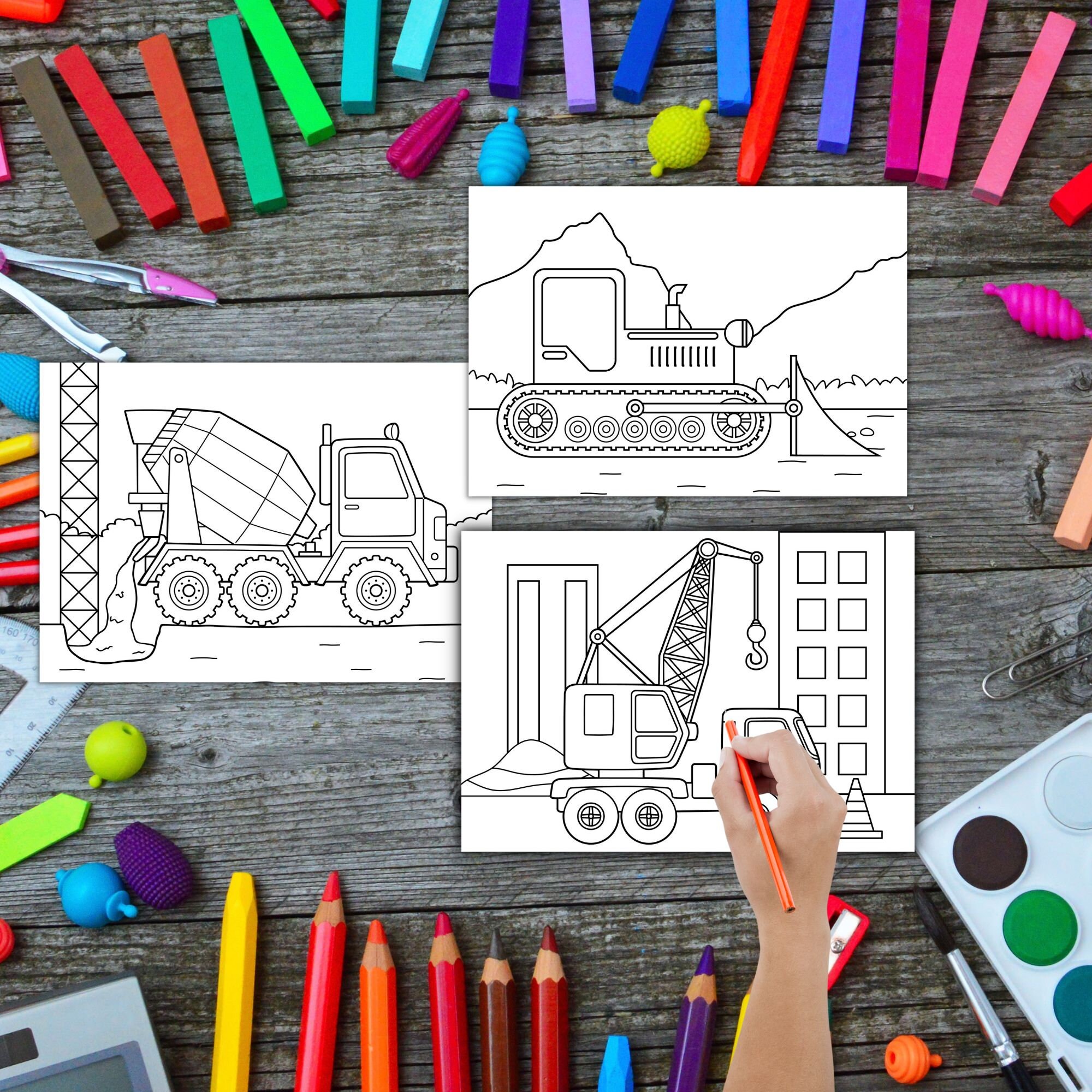 Construction Vehicles Colouring Book for Kids, Big Interior Such as ...