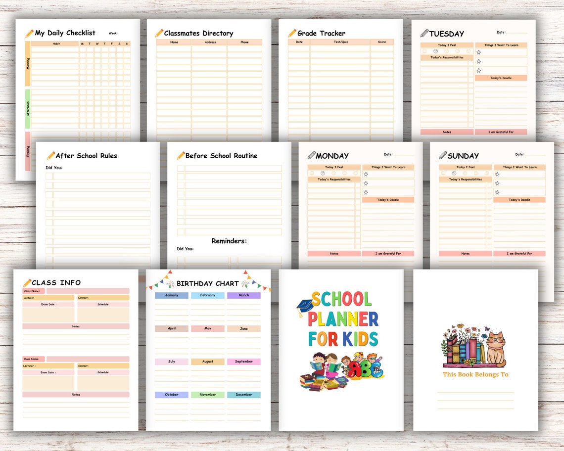 Kids Planner Printable, School Planner for Kids, Kids Planner Digital ...
