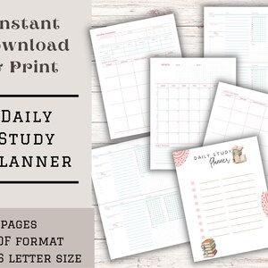 Daily Study Planner Printable, Study Tracker Planner Template ...