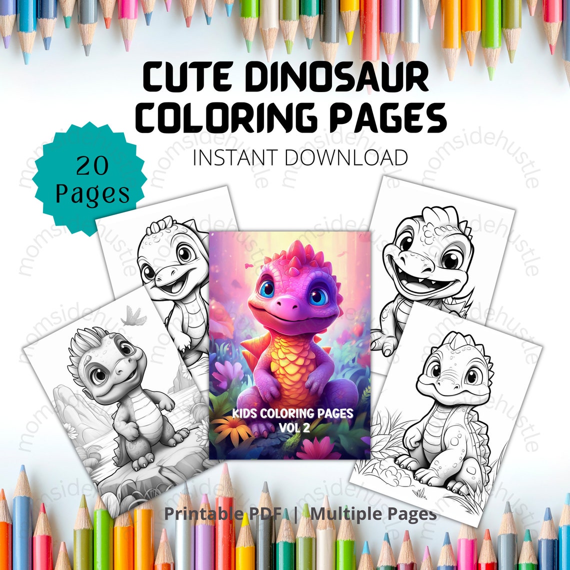 Dinosaur Colouring Pages for Kids, Cute Dinosaur Printable, Dinosaur ...