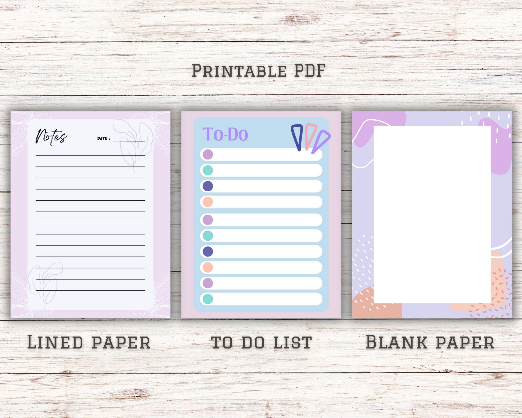 Daily to Do List Printable, Dot Grid Lined Paper Printable, Blank Paper ...