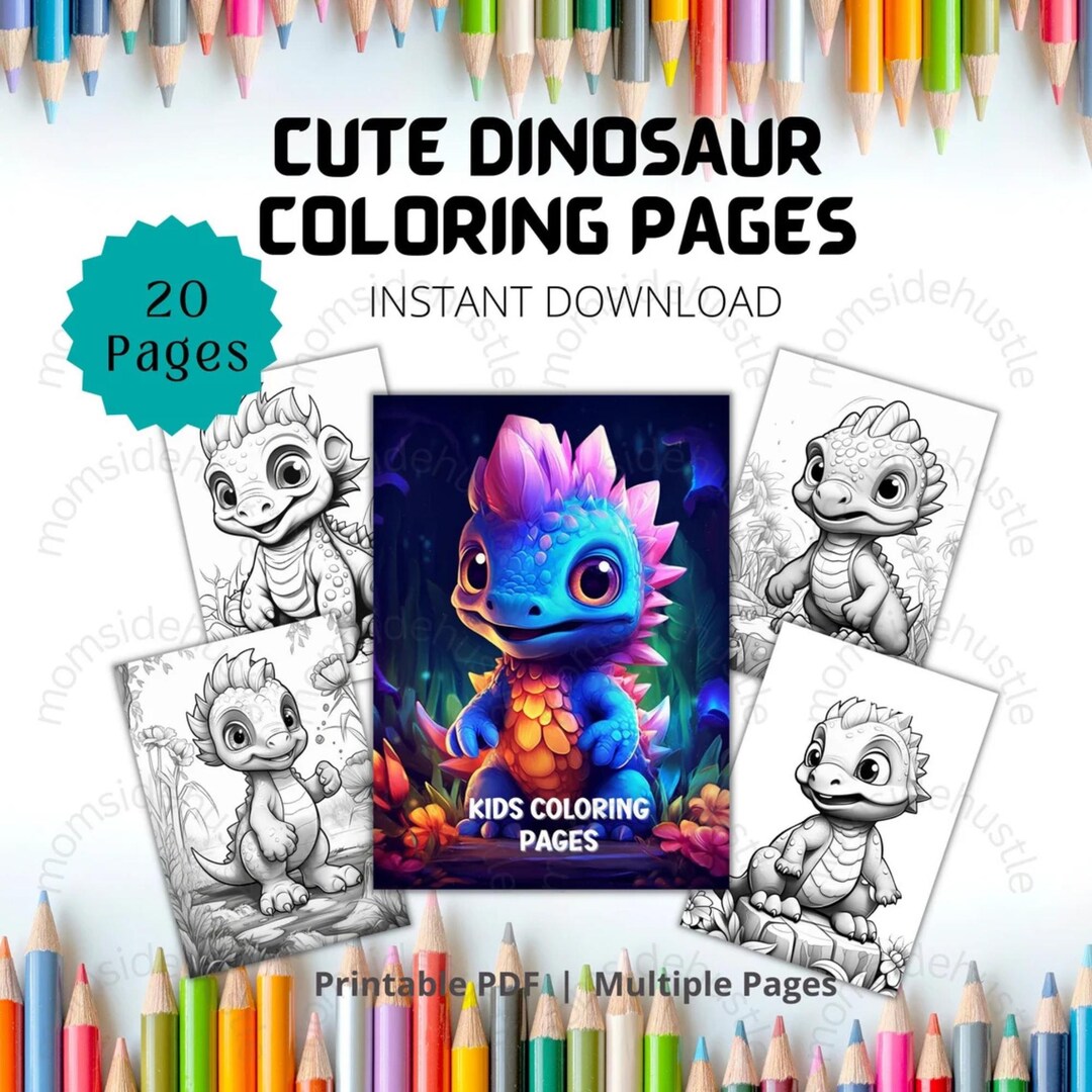 Dinosaur Colouring Pages for Kids, Cute Dinosaur Printable, Dinosaur ...