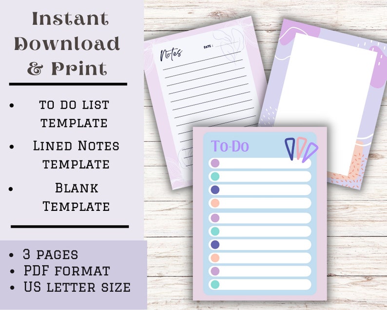 Daily to Do List Printable, Dot Grid Lined Paper Printable, Blank Paper ...