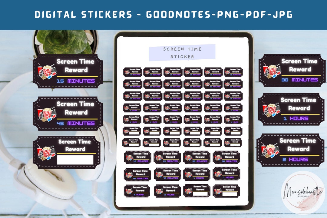 Screen Time Sticker, Screen Time Tokens, Kids Digital Stickers, Screen ...