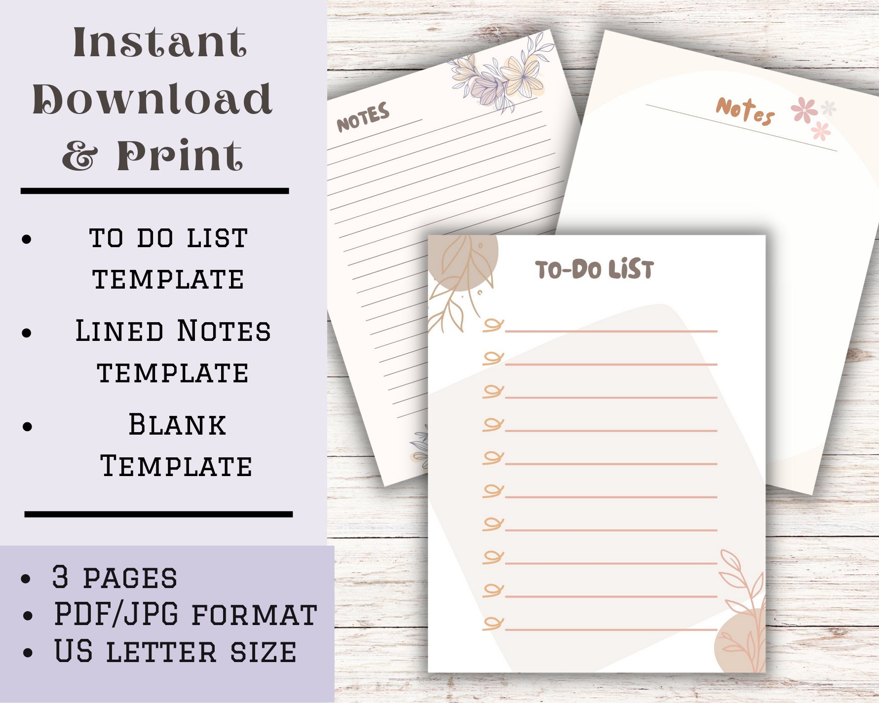 To Do List Printable, Lined Paper Printable, Blank Paper Template, US ...