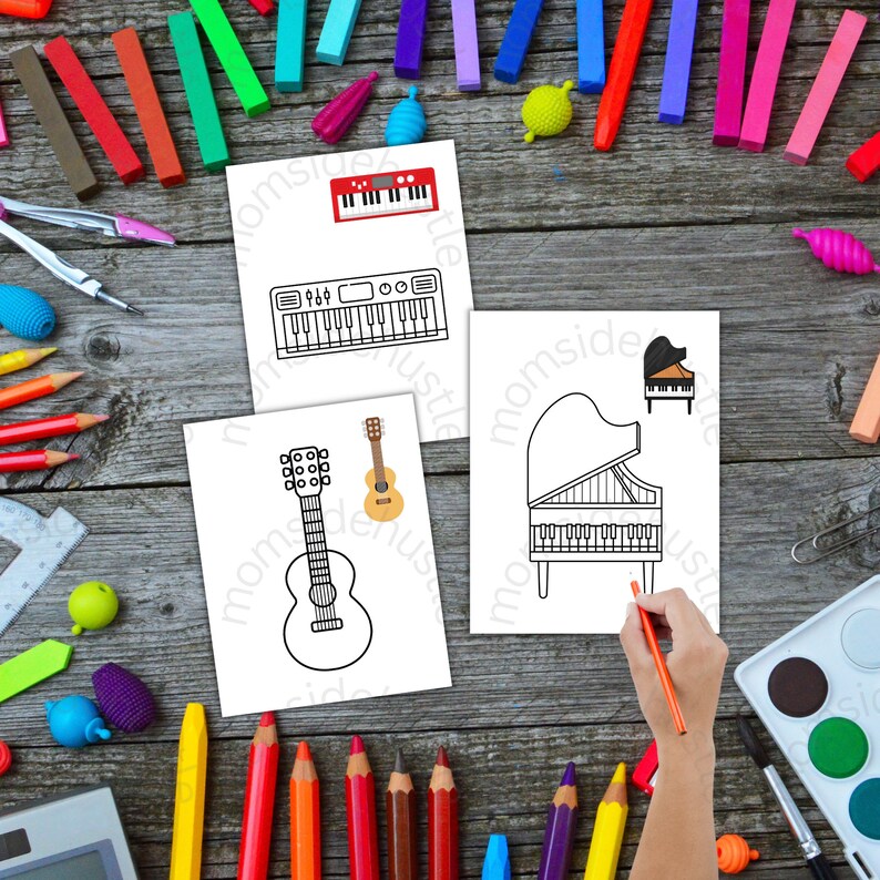 Music Instrument Colouring Pages for Kids, Big Interior Coloring Pages ...