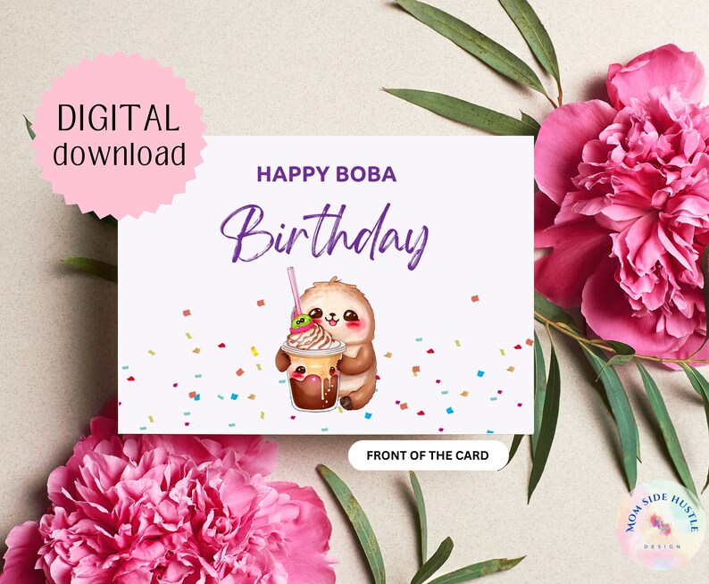 Boba Cat Birthday Card Template Printable Birthday Card Boba - Etsy