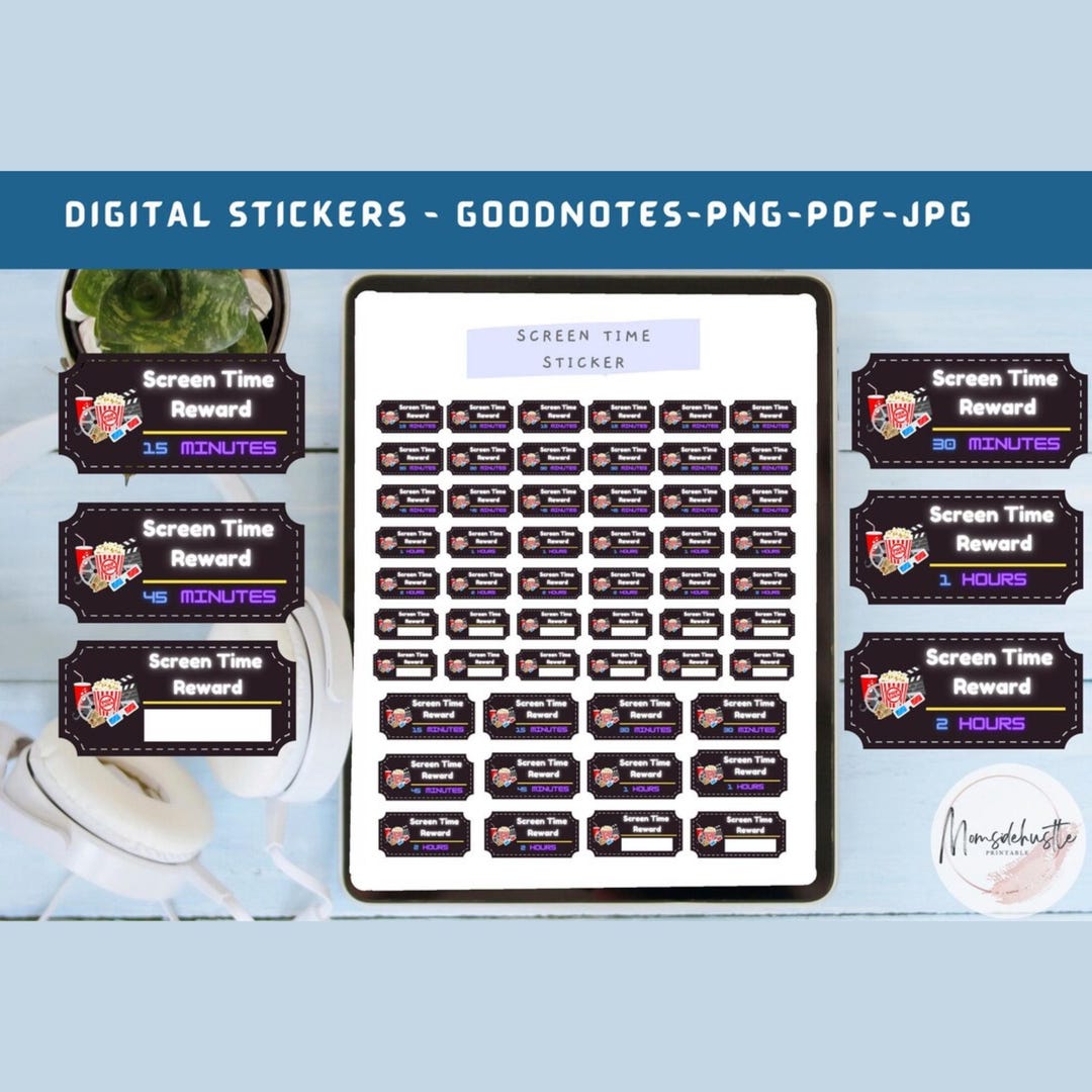 Screen Time Sticker, Screen Time Tokens, Kids Digital Stickers, Screen ...