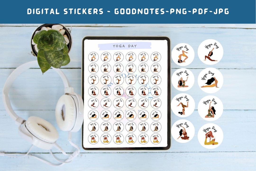 Yoga Stickers, Yoga Icon Stickers, Yoga Day, Digital Stickers for ...