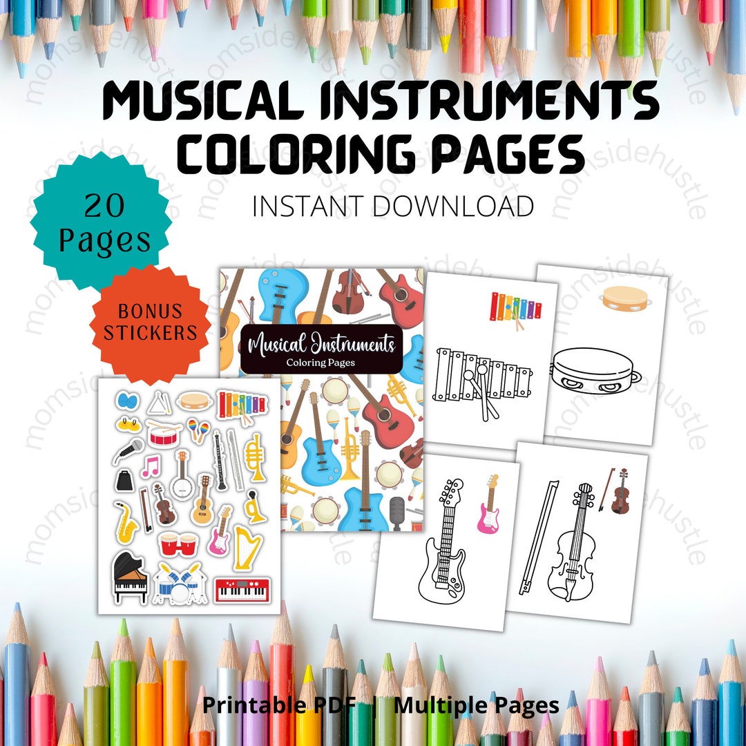 Music Instrument Colouring Pages for Kids, Big Interior Coloring Pages ...