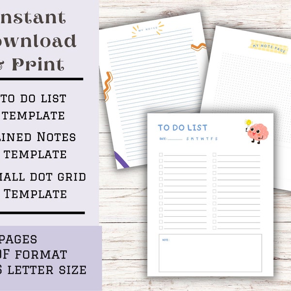 To Do List Printable, Lined Paper Printable, Blank Paper Template, US ...