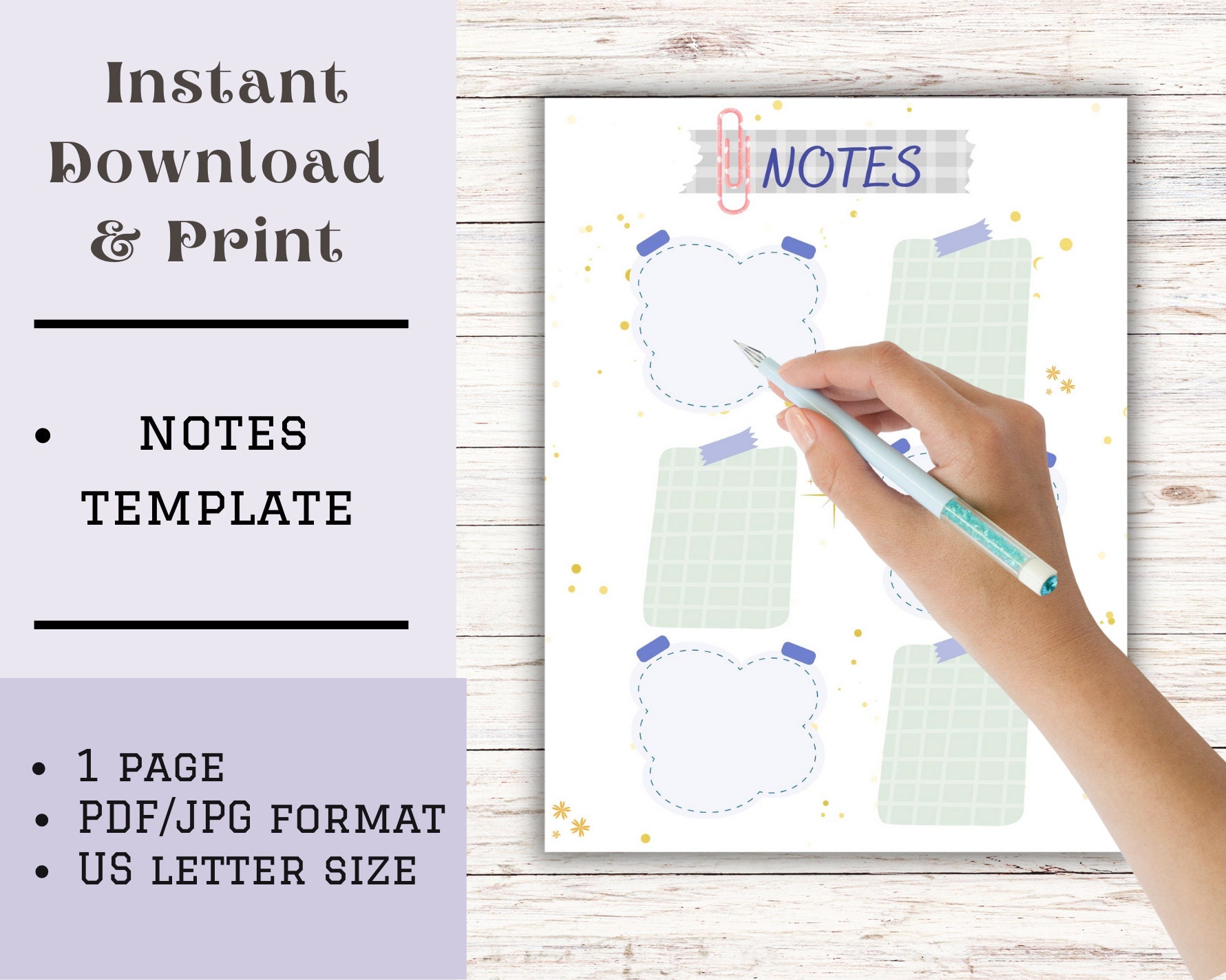 Notes Template Printable, Minimalist Notes Template, US Letter, Instant ...