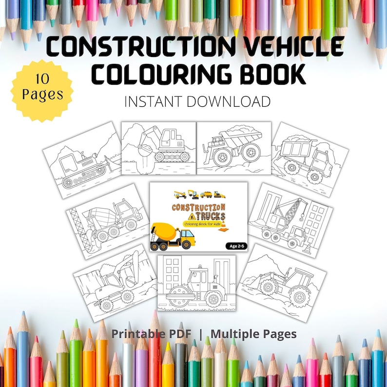 Construction Vehicles Colouring Book for Kids, Big Interior Such as ...