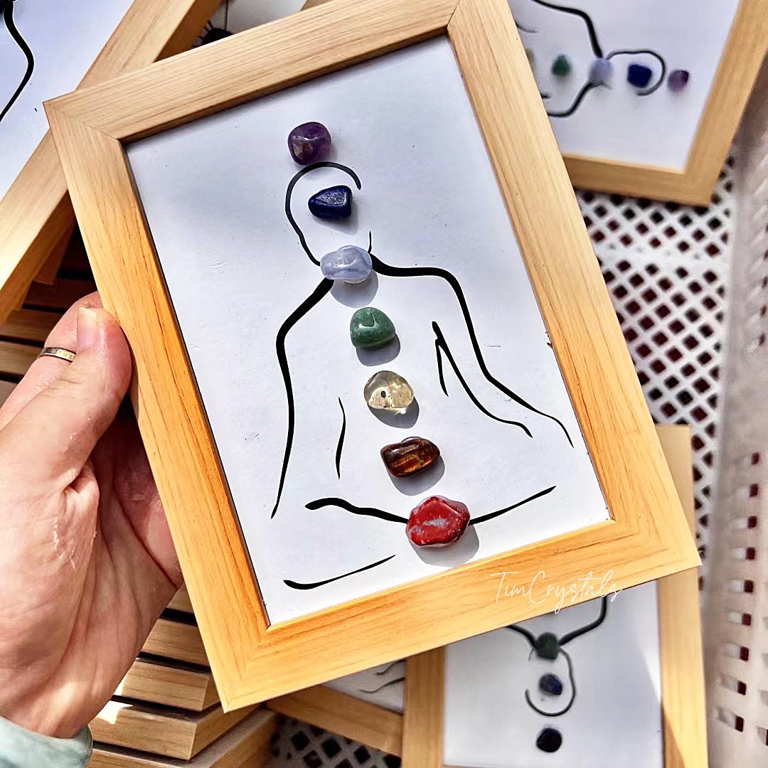 Natural Raw Stone 7 Chakra Frame Home Decor Chakra Set Crystal Healing ...