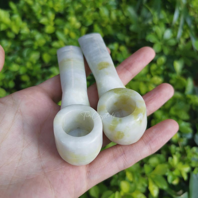 Natural Jade Smoking Pipes, Handmade Jade Stone Pipe, Tobacco Pipe 1PC ...