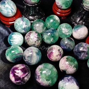 Natural Feather Fluorite Sphere, Feather Rainbow Fluorite, Fluorite ...