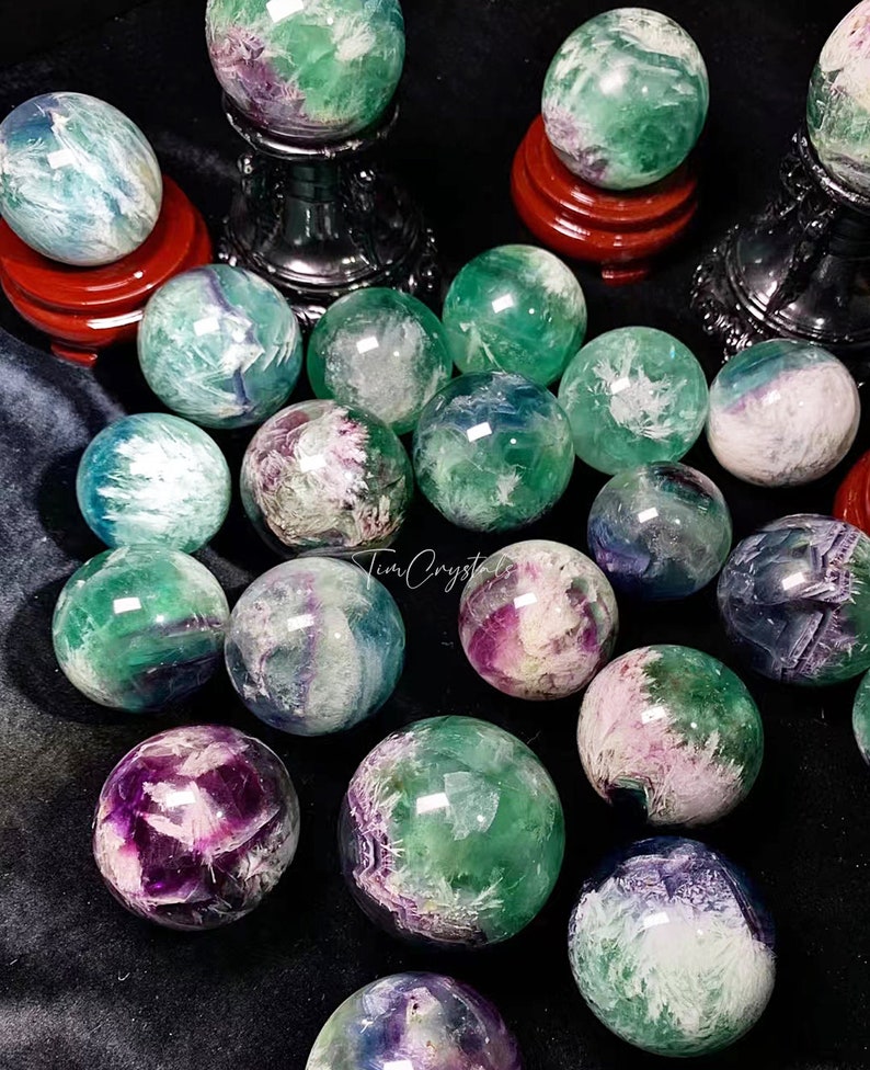 Natural Feather Fluorite Sphere, Feather Rainbow Fluorite, Fluorite ...