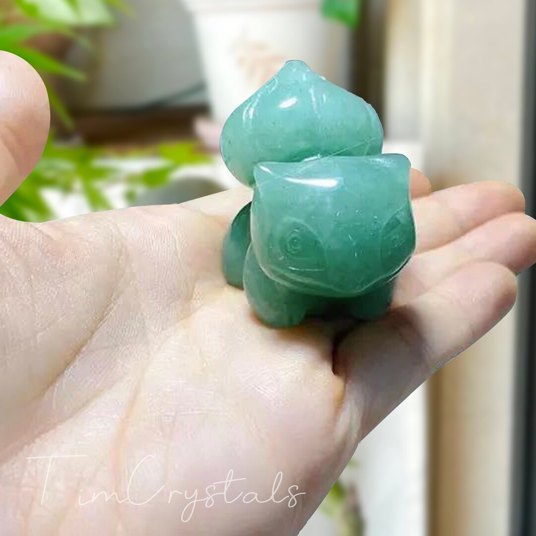 1.3" Mini Quartz Crystal Bulbasaur, Hand Carved Aventurine Pokemon ...