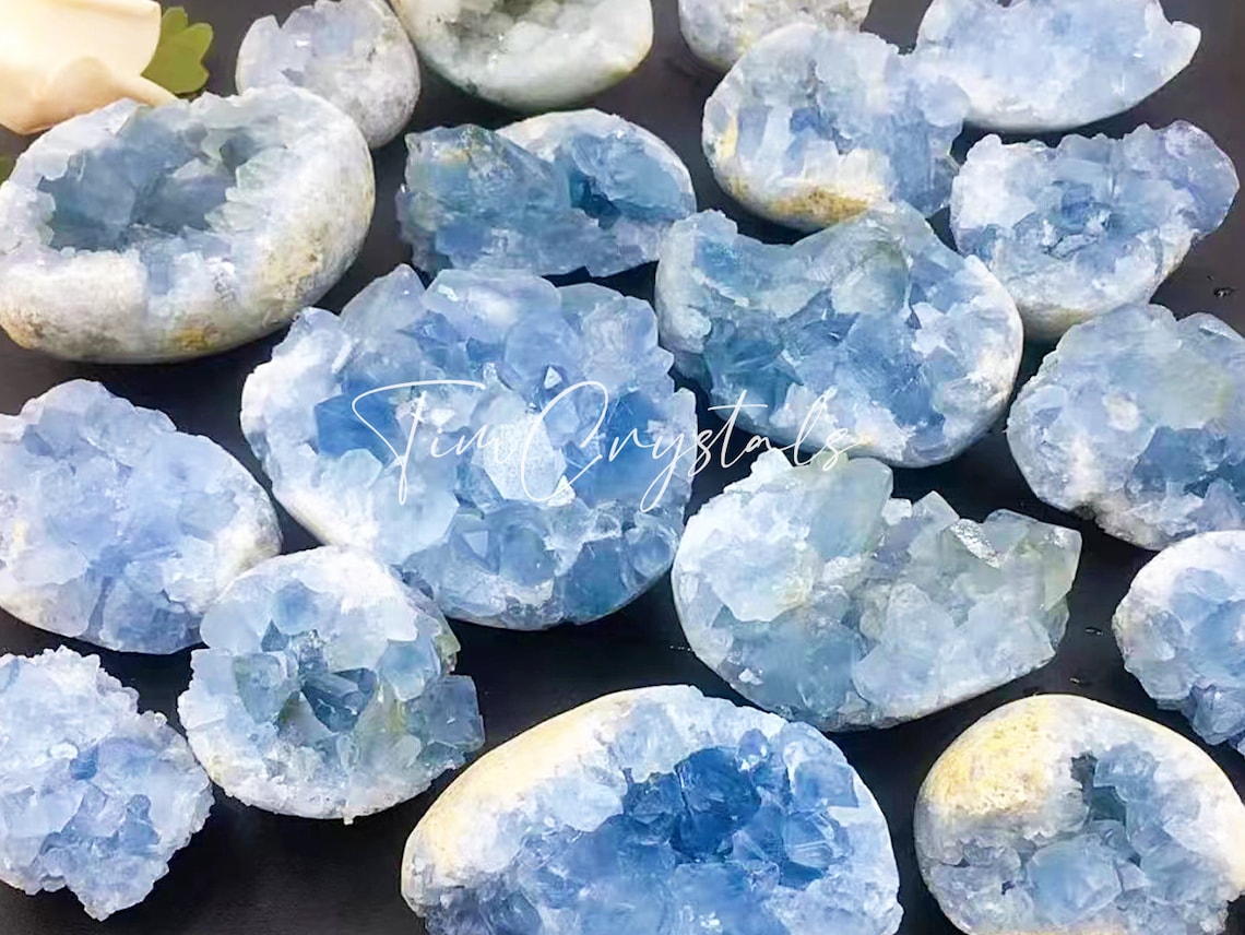 Natural Celestite Crystal Clusters, High Quality Blue Celestite Druze ...