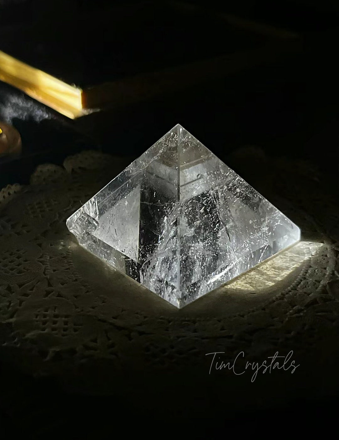 Natural Polished Clear Quartz Pyramid, Handmade Crystal Pyramid Home ...