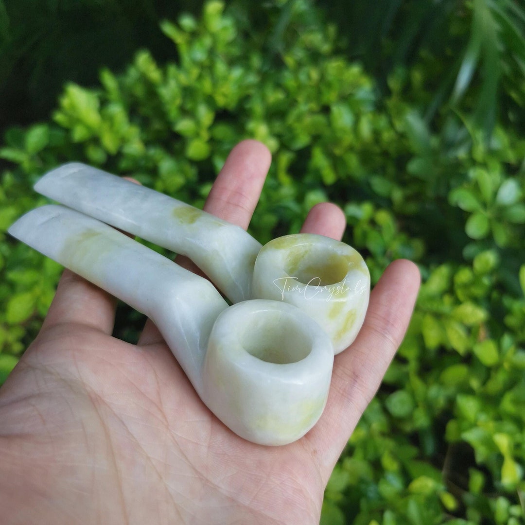 Natural Jade Smoking Pipes, Handmade Jade Stone Pipe, Tobacco Pipe 1PC ...